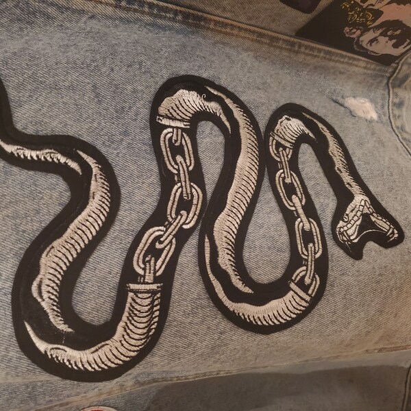 MASSIVE White Snake Iron-on Embroidered Patch - Big Snake Embroidery ...