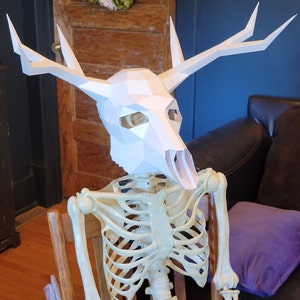 Animal Skull Mask Papercraft Set, Crow, Cat, Bull, Stag, Low Poly Paper ...