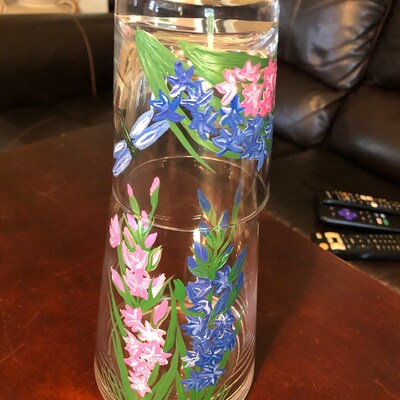 Wildflowers Hand Painted Glassware Set of 2 Glasses Mixed - Etsy