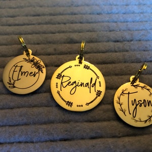 Personalized Gold Dog Tag with crystals Dog Name Tag Dog | Etsy