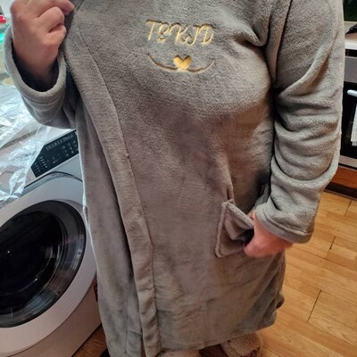 Personalised Ladies Faux Fur Trim Robe Christmas Gift Custom Name ...