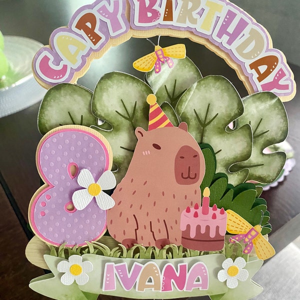 Cumpleaños de capibara, topper de pastel de capibara, fiesta de capibara, toppers de cupcakes de ...