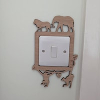 Wooden Safari Animals Light Switch Surround for Kids Room, Jungle Wild ...