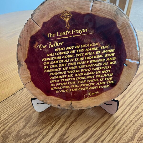 The Lord’s Prayer Cedar Wood Slice, Rustic Christian Wall Art, Engraved ...
