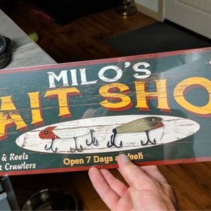 Personalized Bait Shop Sign Fishing Signs Decor Man Cave Decorations ...