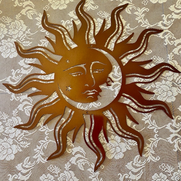 Sun Moon Face Metal Wall Art Steel Decor - Etsy