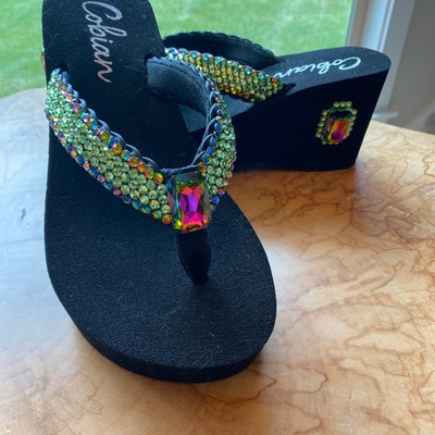Swarovski Crystal Rhinestone Platform Flip Flop Sandals: Diamond Diva's ...