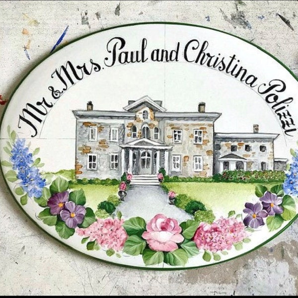 Personalized Outdoor House Name Sign Custom House Portrait, Gift for ...