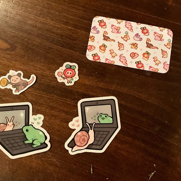Date Night Clear Sticker Set of 2 / Snail and Frog Stickers / Cute ...