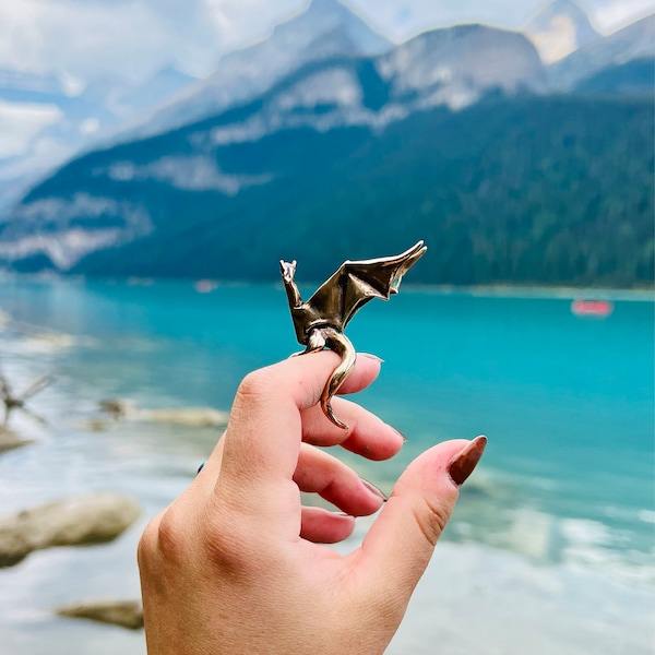 Finger Dragon or Perching Dragon Pendant in Bronze - Etsy