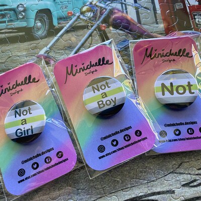Not a Girl Not a Boy Not Agender Pride Flag 1.25 Inches Pin Back Button ...