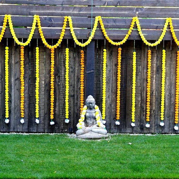 Orange Marigold Ready Made Backdrop, Wedding Decoration Backdrops ...