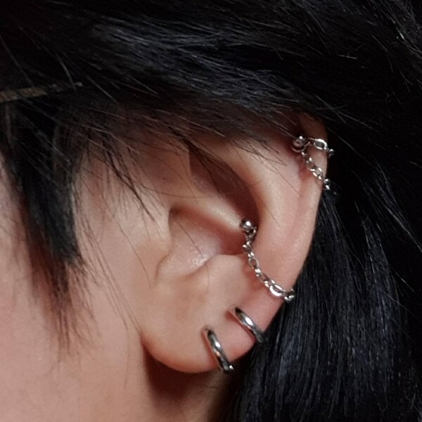 Heart Symbol Conch Chain, Conch Chain, Ear Piercing Chain, Conch ...