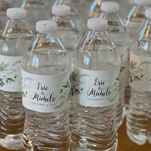 Wedding Water Bottle Label Botanical Water Bottle Label, Waterproof ...