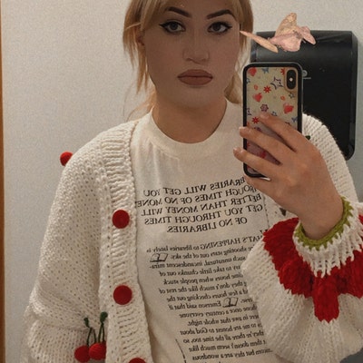 Ghost Cardigan With Spiderwebs Ghost Halloween Knit Cardigan - Etsy