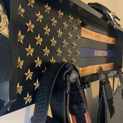 Police Gear Rack Thin Blue Line Gear Rack Police Officer Gift Police ...