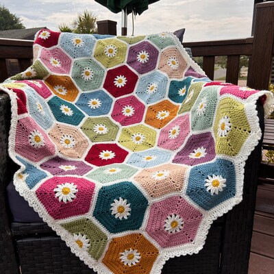 Hexadaisy Crochet Blanket Pattern US & UK Terms PDF Digital Download ...