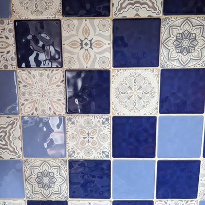 48 Wall Floor Tiles Stickers Tiles Transfers Kitchen Sticks on Tile ...