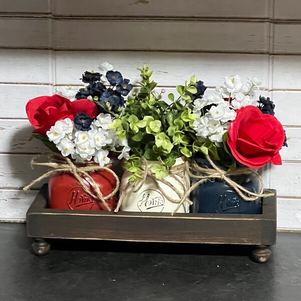 Farmhouse Style Pint Painted Mason Jar With Optional Hydrangea Flowers ...
