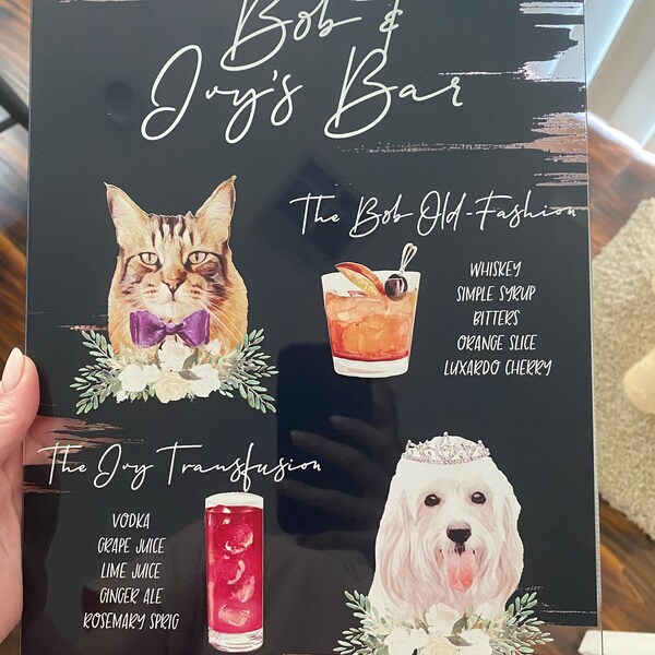 Pet Drink Sign With Custom Cats or Dogs, Wedding Sign YOUR Custom Cat ...