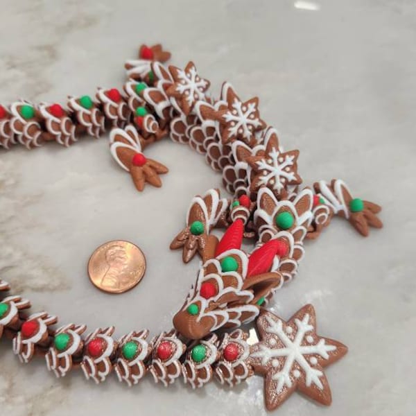 3D Printed Articulated Gingerbread Dragon – Holiday Decor - Multicolor ...