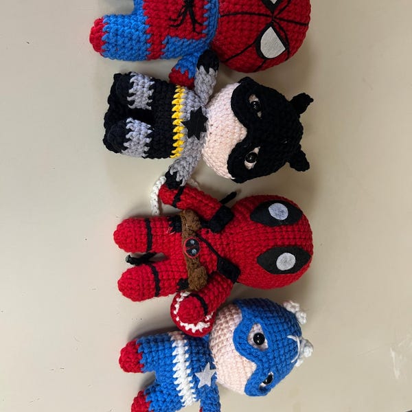 Crocheted Spider-man and Superhero Hanging for Car Mirrors - Etsy