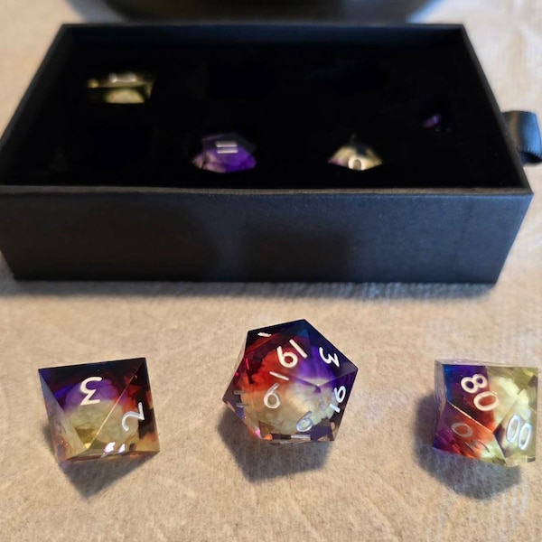 Sunrise Sonata - Gradient Cloud Dice, Handmade Resin Sharp Edge Dnd ...