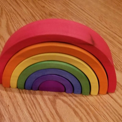 Rainbow Stacker, Rainbow Puzzle Stacker, Wooden Toy, Waldorf Inspired ...
