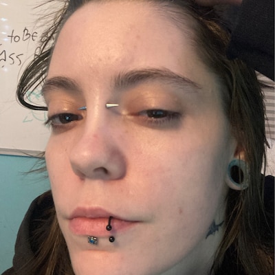 Long Black Spike Labret Body Piercing Jewelry, TITANIUM, Lip Barbell ...