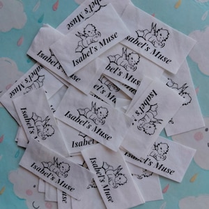 Custom Clothing Labels, White Cotton Sew on or Iron on adhesive, Fabric ...