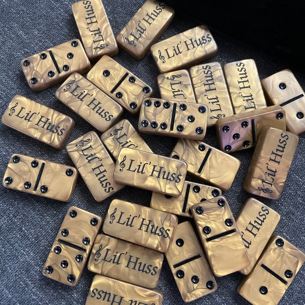 Candy Paint Marble Finish Double 6 Blue & White Spinner Domino Set ...