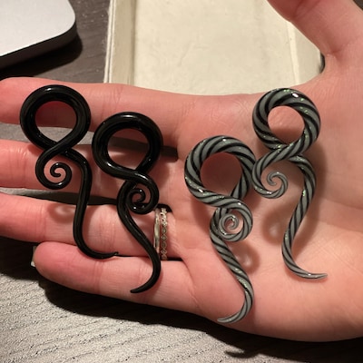 1 Pair 2 Pieces Solid Pink Pinchers Spirals Glass - Etsy