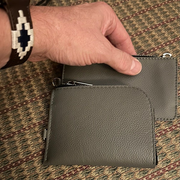 Mini Brown Slide Wallet- Slide Wallet Leather Card Holder Slim Wallet ...