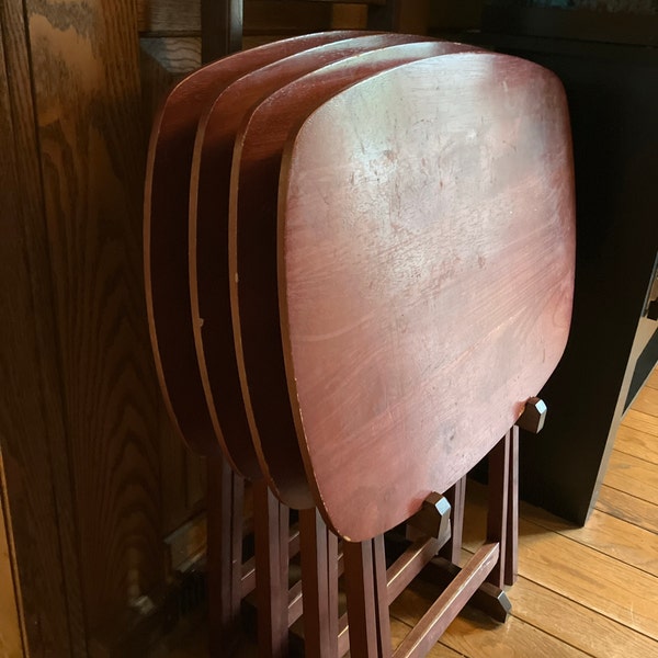 Custom TV Tray Holder - Solid Handcrafted Maple Wood With Wood Dowel ...