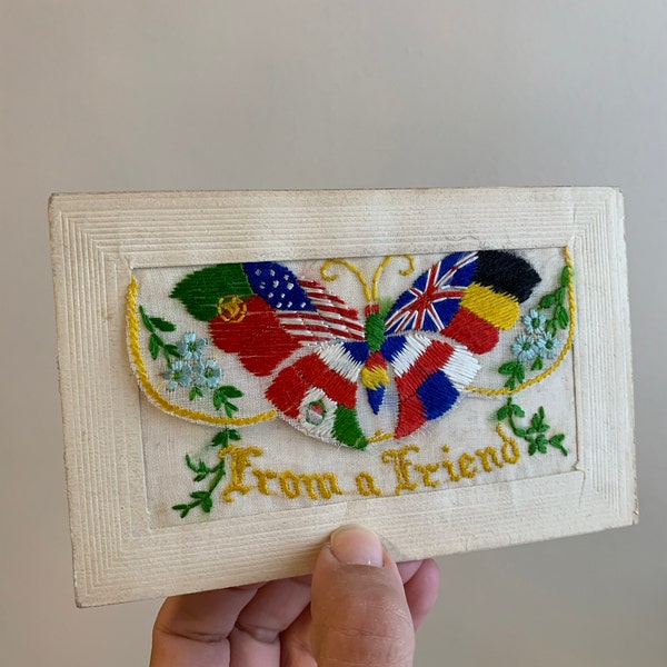 WW1 Embroidered Silk Postcard From Your Loving Husband With Original Envelope (J1B) - Etsy