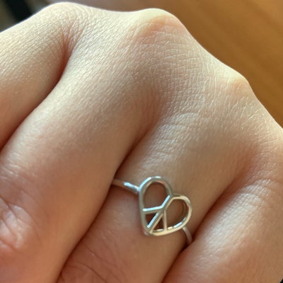 Sterling Silver Love Peace Ring Love Ring Silver Ring Heart - Etsy