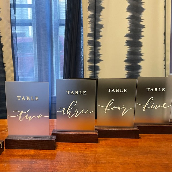FROSTED Glass Look Acrylic Table Number Sign With Stands, Perspex ...