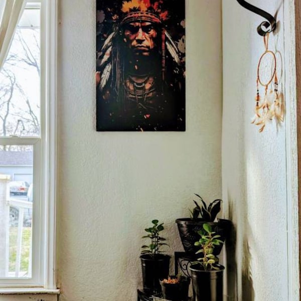 Native Americans Oil Painting Canvas Print Native Art Wall Decor Angry ...