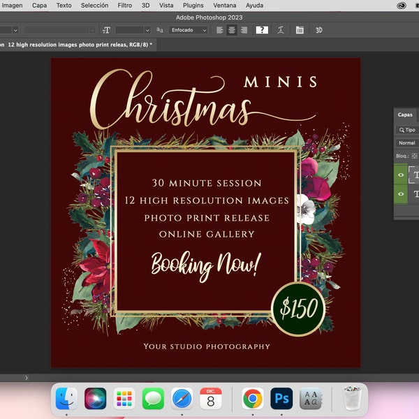 Canva/photoshop Card Template, Holiday Christmas Card Template ...