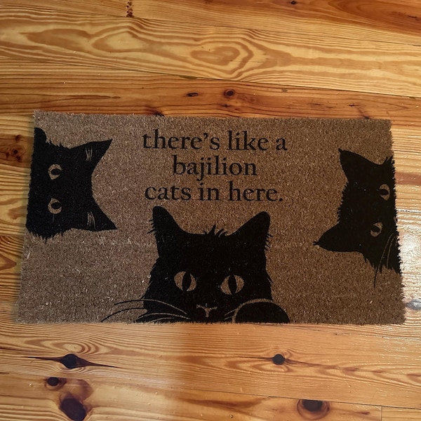 Cats Peekaboo, Welcome Hope You Like Cats Doormat, Welcome Cats Door ...