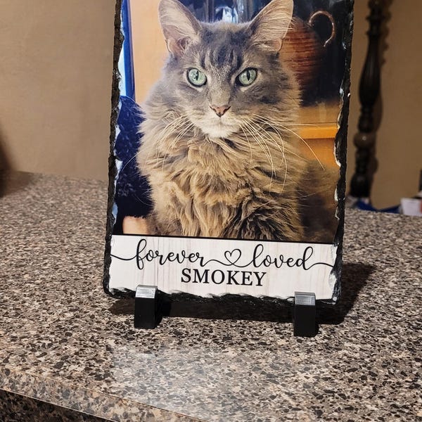 PERSONALIZED Photo Rock Slate, Pet Loss Gift, Cat Memorial Gift, Pet ...