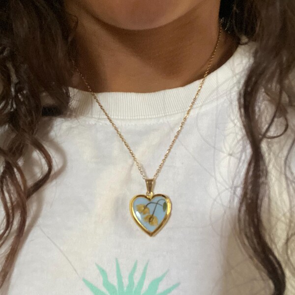 CUSTOM FLOWER LOCKET Heartshaped Necklace Made With Real Pressed ...
