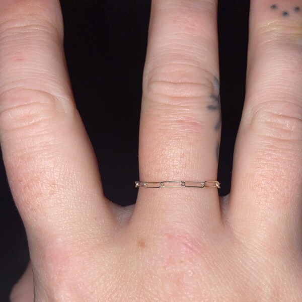 Chain Ring / Flat Bar Link Chain Eternity Band Ring / Gold Rings ...