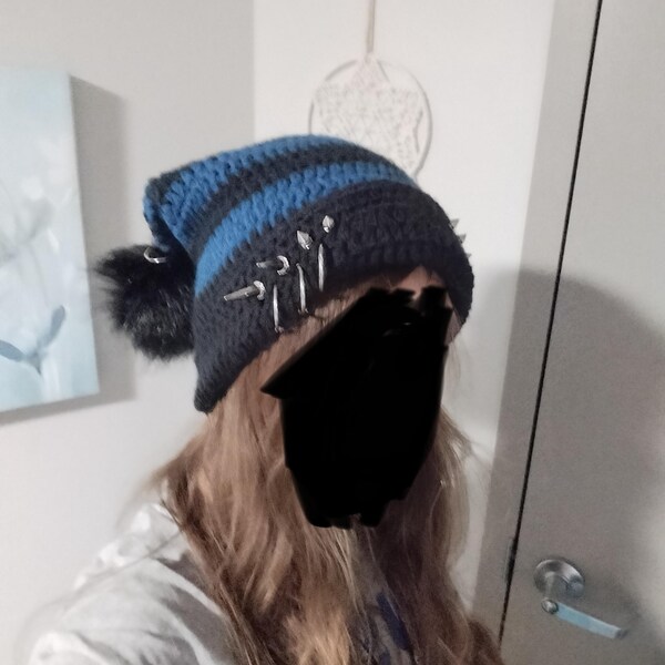 Foldable Brim Striped Droopy Eared Slouch Beanie CROCHET PATTERN ...