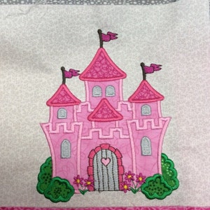 Grand Castle Applique Machine Embroidery Design Pink Girl Princess ...