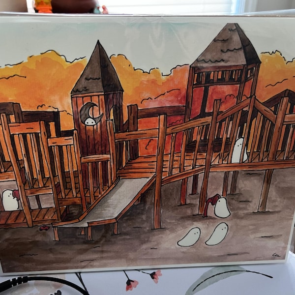 8x10 Print "ghosts Playing on a Wooden Playground" (2023) - Etsy