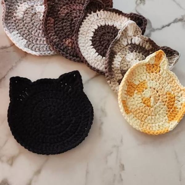 Crochet Cat Coasters - Etsy