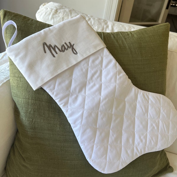Christmas Stocking. Personalized Christmas Stocking. Gray Silver Burlap ...
