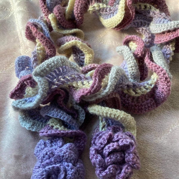Petunia Ruffled Scarf Crochet Pattern, Crochet Scarf Pattern, Very Easy ...