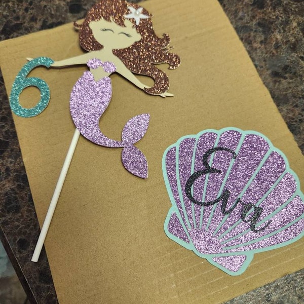 Custom Mermaid Cake Topper With Shell - Etsy